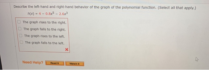 Solved Describe the left-hand and right-hand behavior of the | Chegg.com