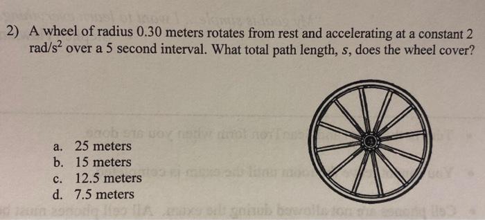 Solved A wheel of radius 0.30 meters rotates from rest and | Chegg.com