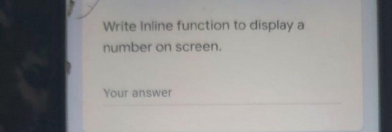 Solved Write Inline function to display a number on screen. | Chegg.com
