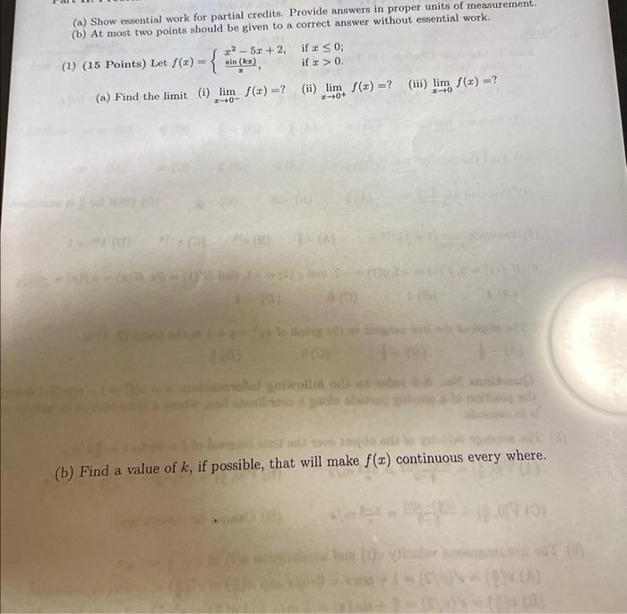 Solved (a) Show essential work for partial credits. Provide | Chegg.com