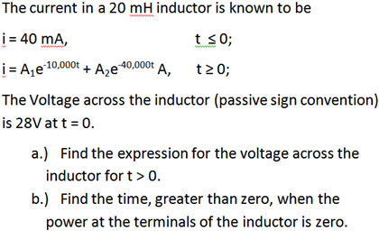 Solved The current in a 20 mH inductor is known to be The | Chegg.com