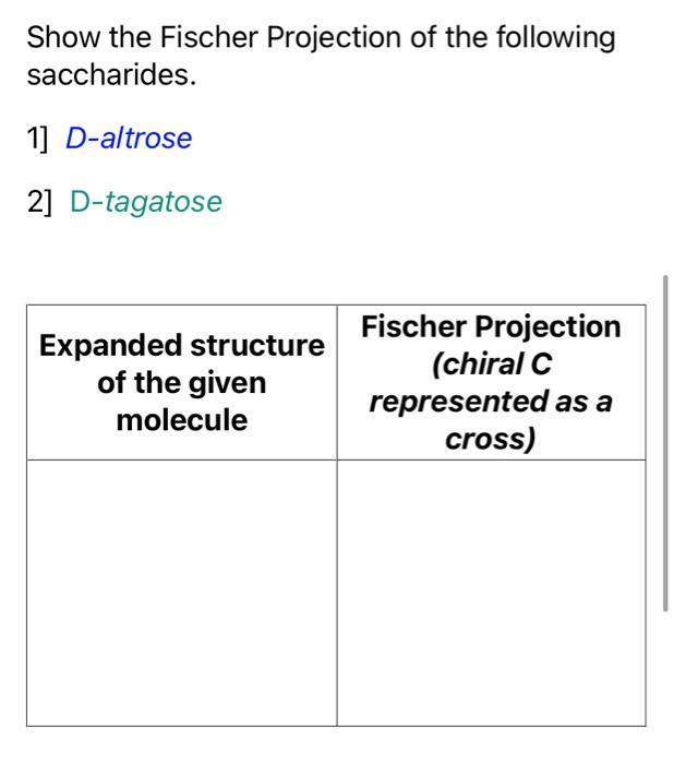 Solved Show the Fischer Projection of the following | Chegg.com