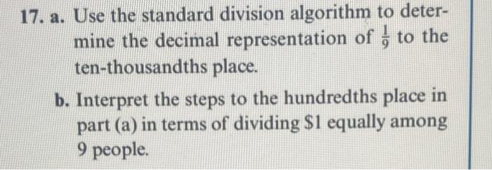 Solved 17 A Use The Standard Division Algorithm To Deter 