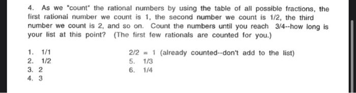 Solved 4. As we 'count the rational numbers by using the | Chegg.com