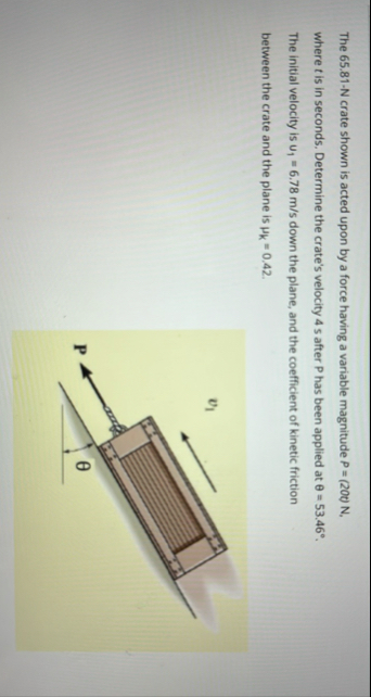 Solved The 65.81-N ﻿crate shown is acted upon by a force | Chegg.com