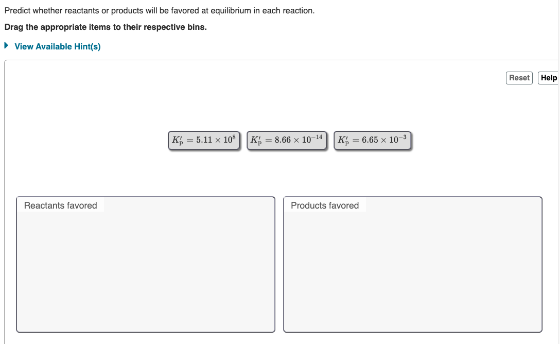 Solved Predict whether reactants or products will be favored | Chegg.com