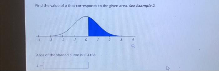 Solved Find the value of z that corresponds to the given | Chegg.com