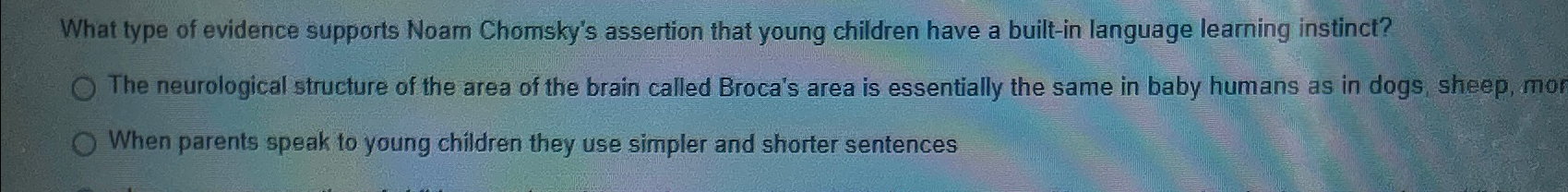 Solved What type of evidence supports Noam Chomsky's | Chegg.com