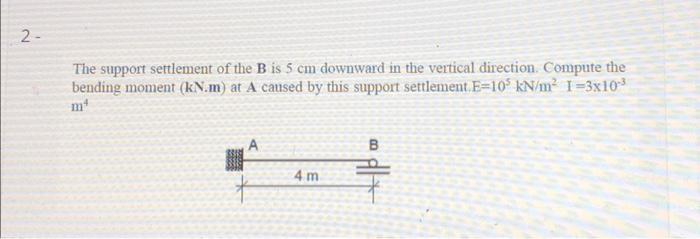 2- The support settlement of the B is 5 cm downward | Chegg.com