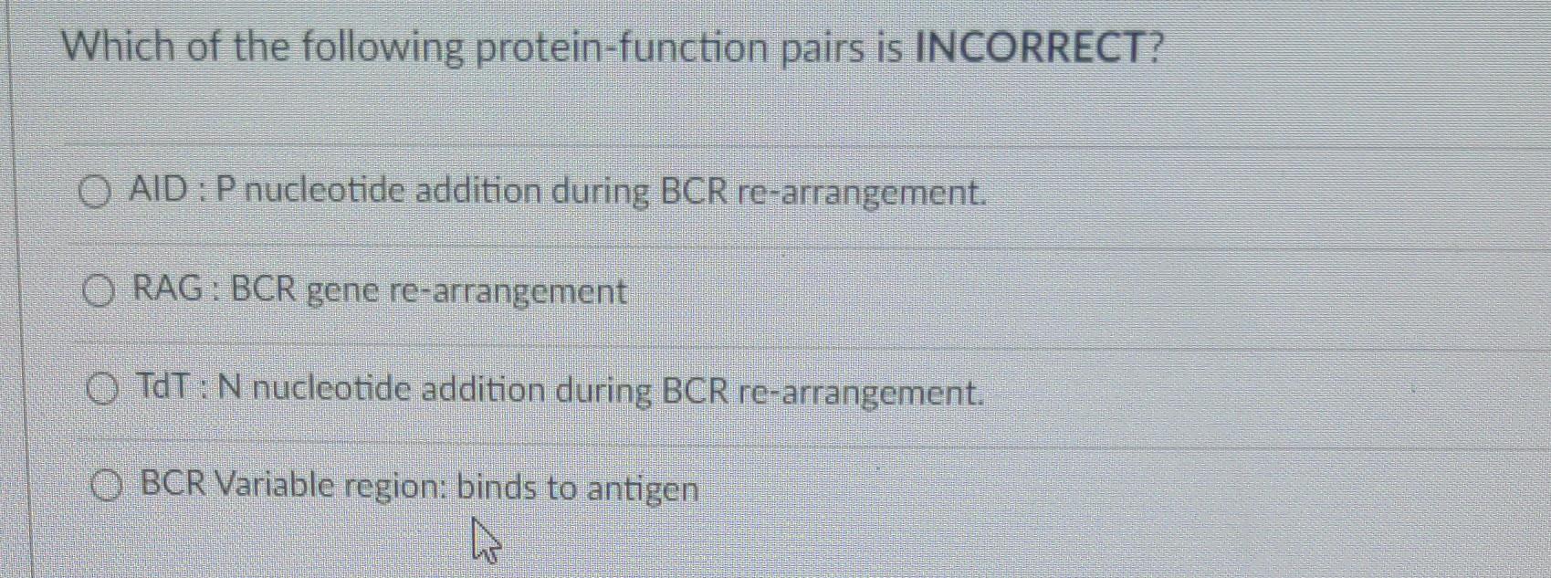 Solved Which of the following protein-function pairs is | Chegg.com