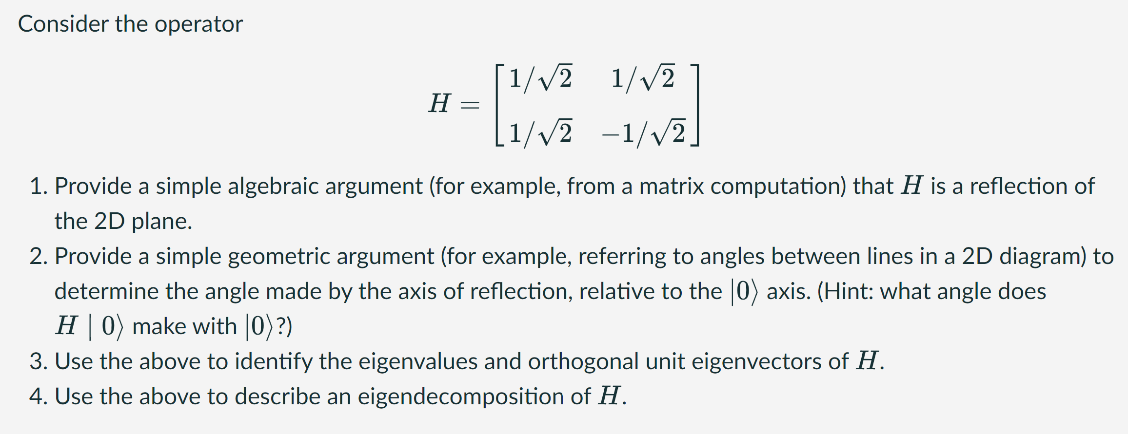 Solved Consider the operatorH=[122122122-122]Provide a | Chegg.com