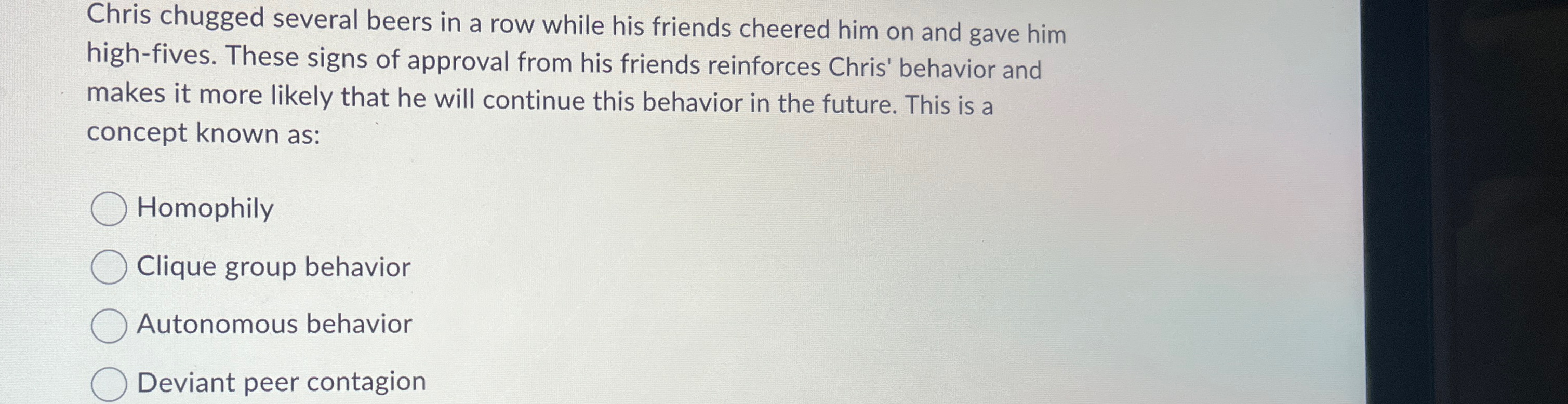 Solved Chris chugged several beers in a row while his | Chegg.com
