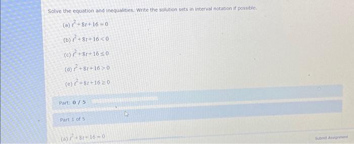 Solved Solve the equation and inequalities. Write the | Chegg.com