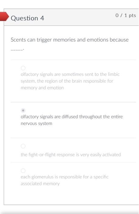 Solved Scents can trigger memories and emotions because | Chegg.com