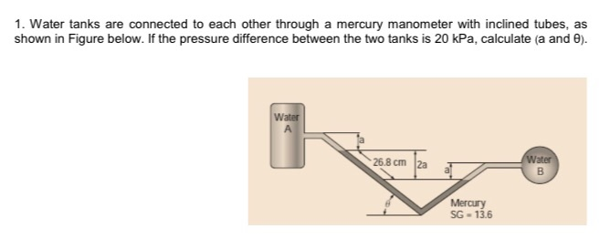 Solved 1. Water tanks are connected to each other through a | Chegg.com