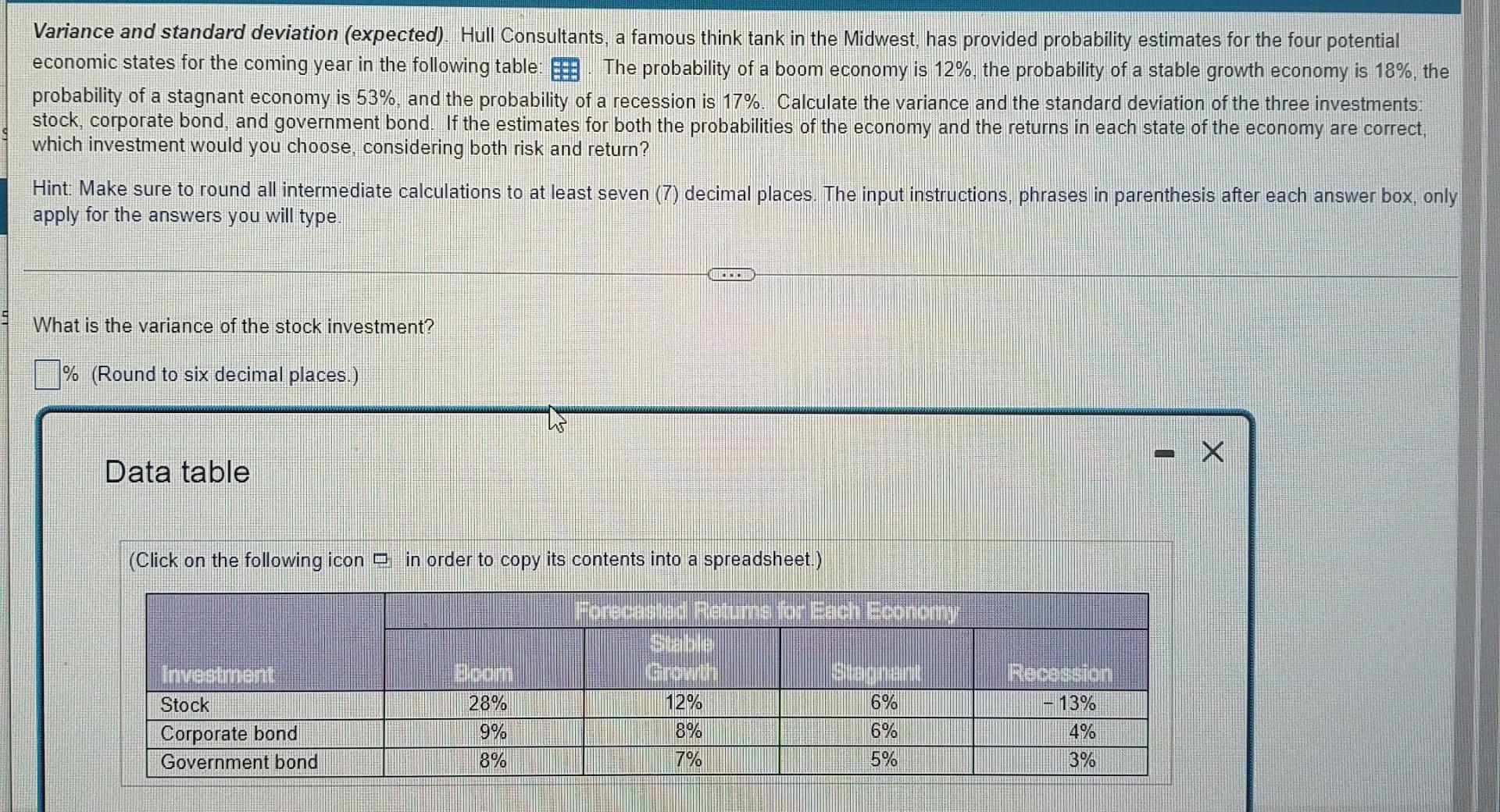 Solved Variance and standard deviation (expected). Hull | Chegg.com
