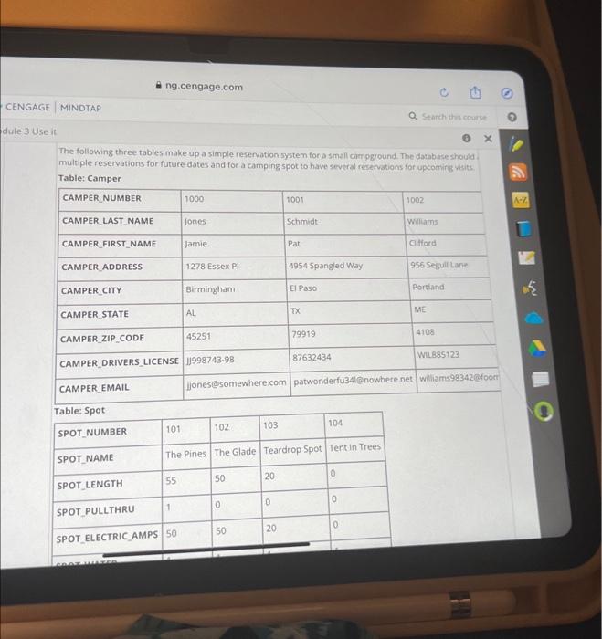 Solved The following three tables make up a simple | Chegg.com