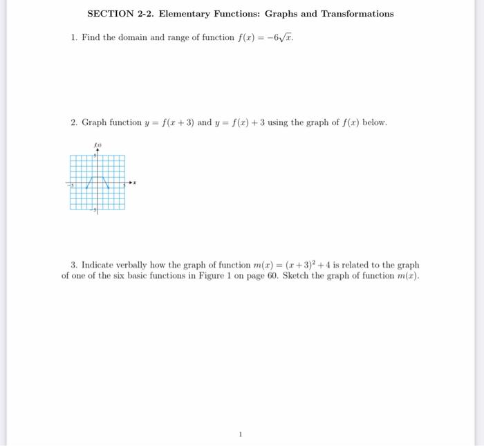 Solved SECTION 2-2. Elementary Functions: Graphs and | Chegg.com