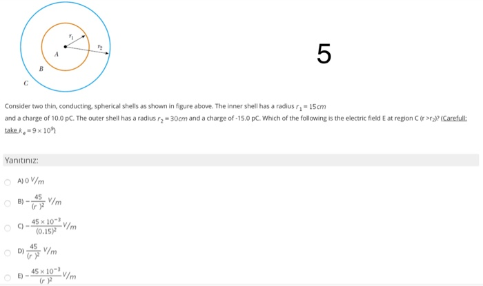 Solved 12 5 B Consider two thin, conducting spherical shells | Chegg.com