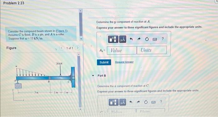 Solved Determine the y component of reaction at A Consider | Chegg.com