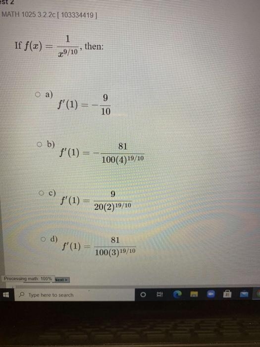 Solved MATH 1025 3.2.2c [ 103334419] 1 If f(x) then: 29/10 | Chegg.com