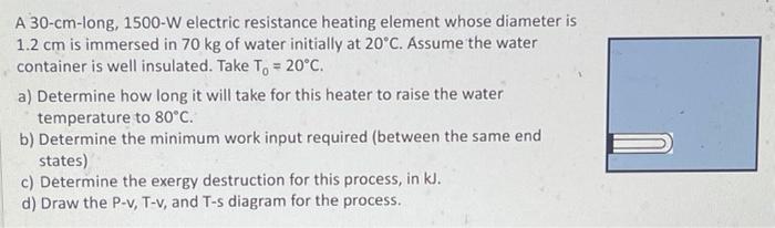 Solved A 30-cm-long, 1500-W electric resistance heating | Chegg.com