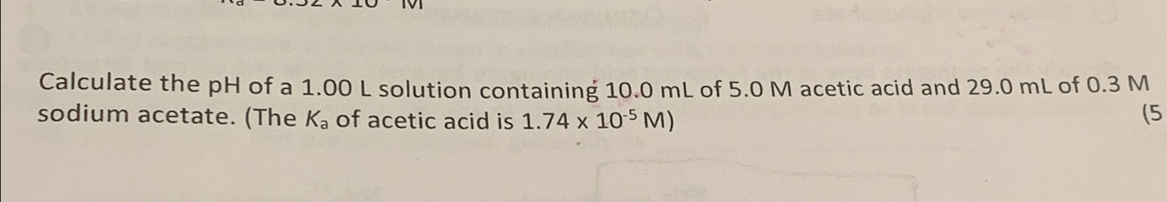 Solved Calculate the pH ﻿of a 1.00L ﻿solution containing | Chegg.com