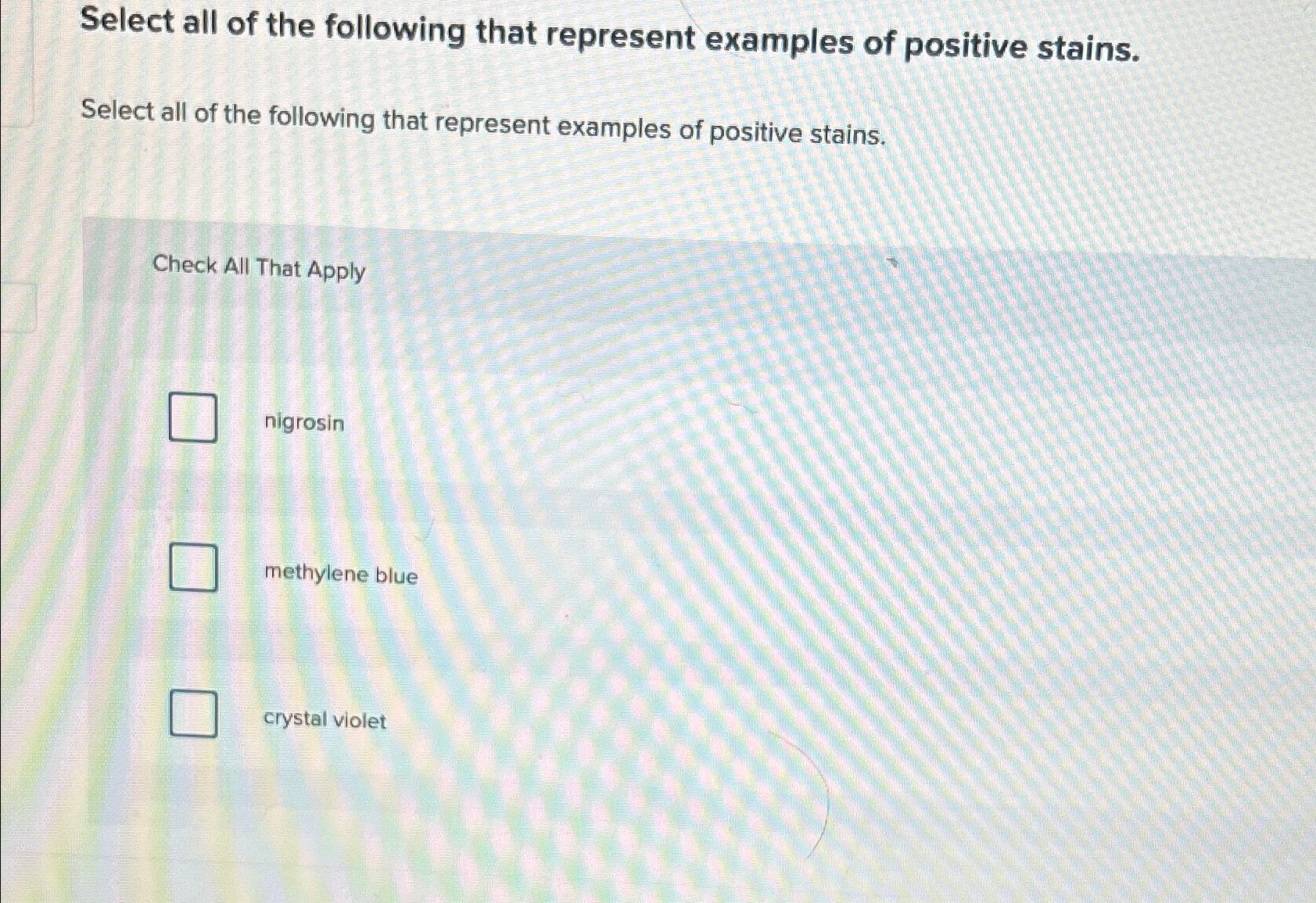 Solved Select all of the following that represent examples | Chegg.com