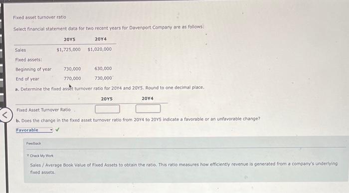 Solved Fixed asset turnover ratio Select financial statement | Chegg.com