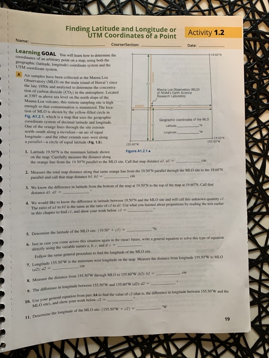 Name: Finding Latitude and Longitude or UTM | Chegg.com