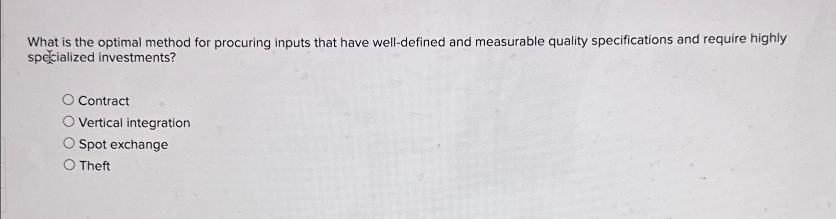Solved What is the optimal method for procuring inputs that | Chegg.com