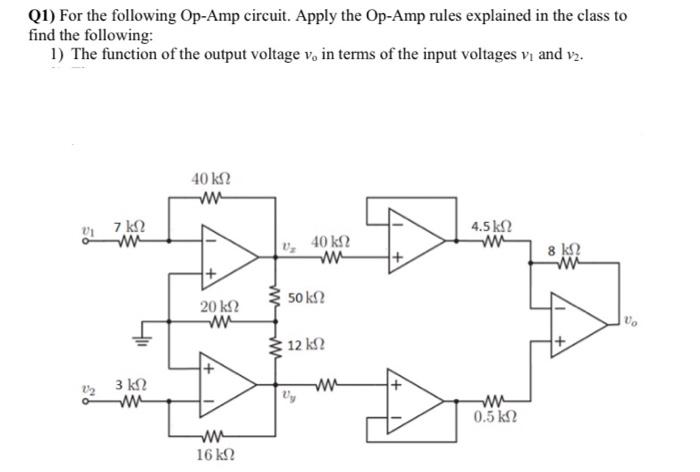 Solved Q1) For the following Op-Amp circuit. Apply the | Chegg.com