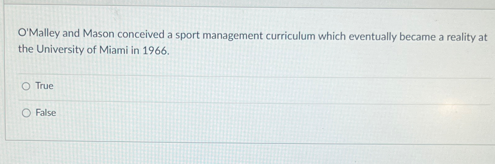 Solved O'Malley and Mason conceived a sport management | Chegg.com