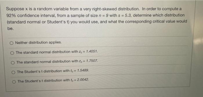 Solved Suppose x is a random variable from a very | Chegg.com