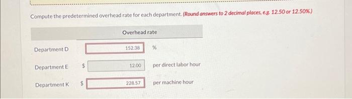 Solved Compute the predetermined overhead rate for each | Chegg.com