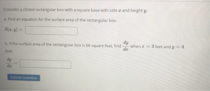 Solved Consider a closed rectangular box with a square base | Chegg.com