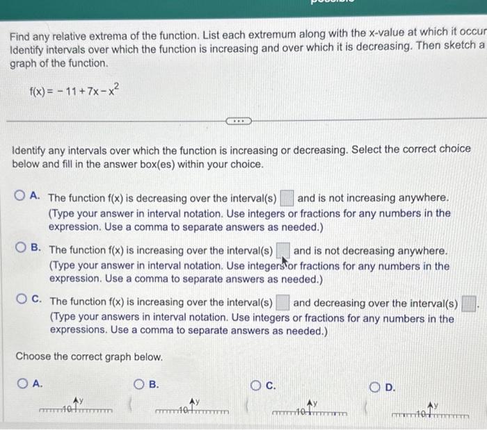 Solved Find any relative extrema of the function. List each | Chegg.com