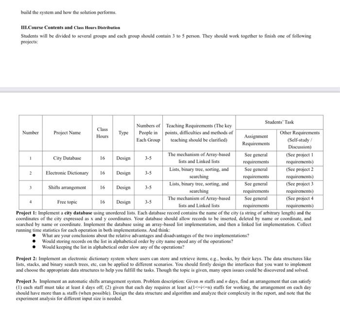 Solved please choose one of the projects and provide a | Chegg.com