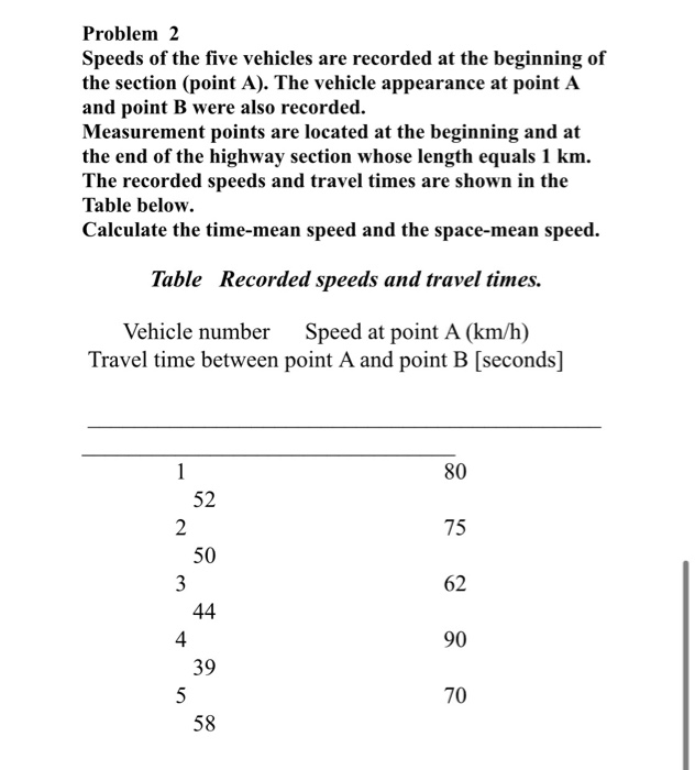 Solved Problem 2 Speeds of the five vehicles are recorded at | Chegg.com