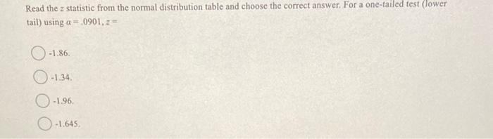 Solved Read the z statistic from the normal distribution | Chegg.com
