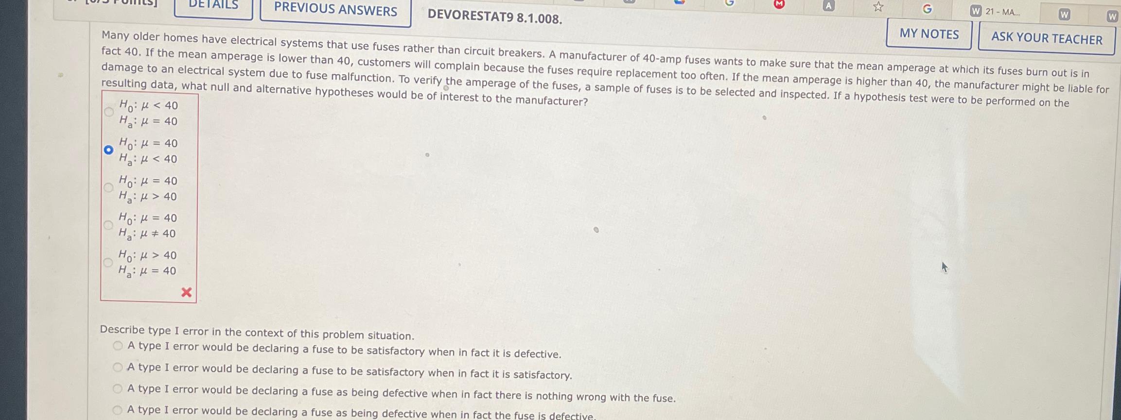 Solved PREVIOUS ANSWERS\\nDEVORESTAT9 8.1.008.\\nMY | Chegg.com