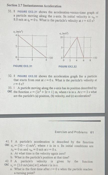 Solved Section 2.7 Instantaneous Acceleration 31. FIGURE | Chegg.com