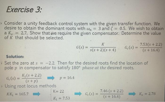 Solved Consider a unity feedback control system with the | Chegg.com