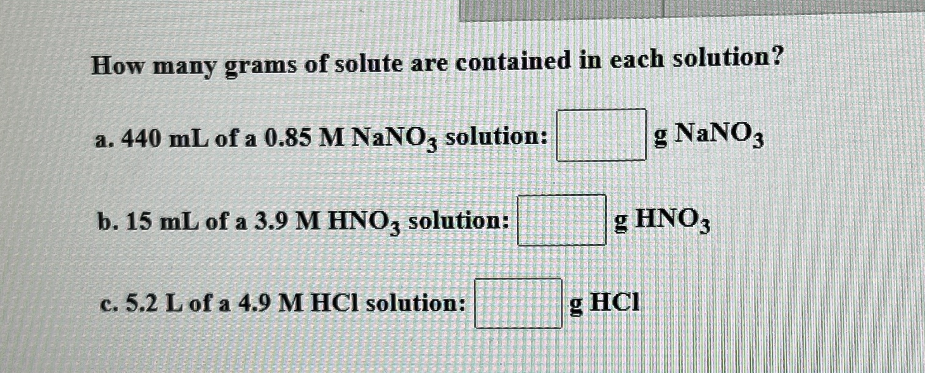 Solved How many grams of solute are contained in each | Chegg.com