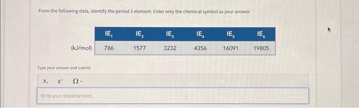 Solved From the following data, identify the period 3 | Chegg.com