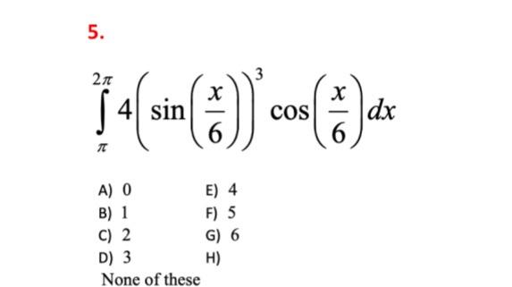 ∫π2π4(sin(6x))3cos(6x)dx | Chegg.com