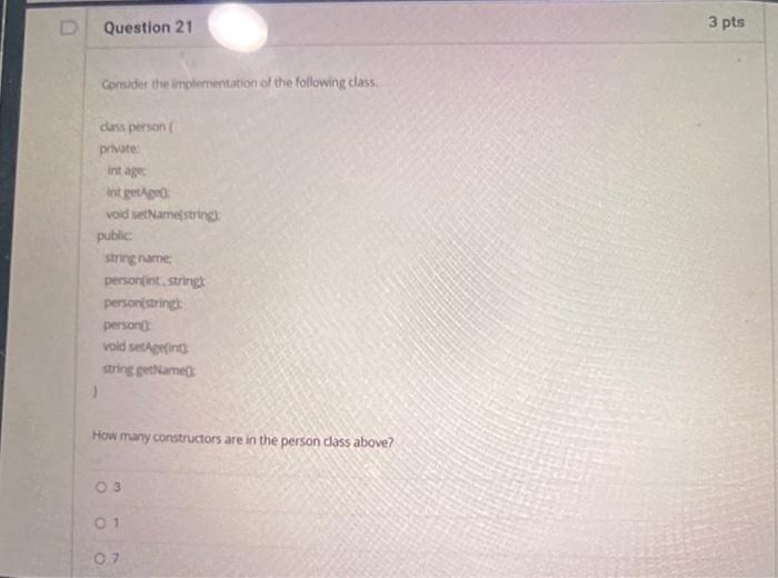 Solved How many constructors are in the person class above? | Chegg.com Solved How many constructors are in the person class above? | Chegg.com