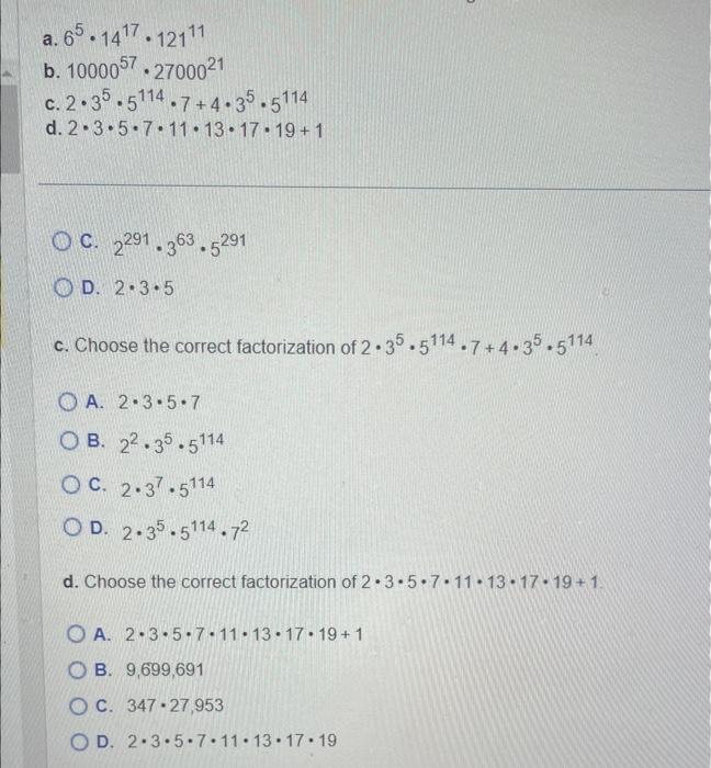 Solved Find the prime factorization of each of the following | Chegg.com