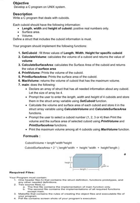 Solved Objective Develop a C program on UNIX system. | Chegg.com