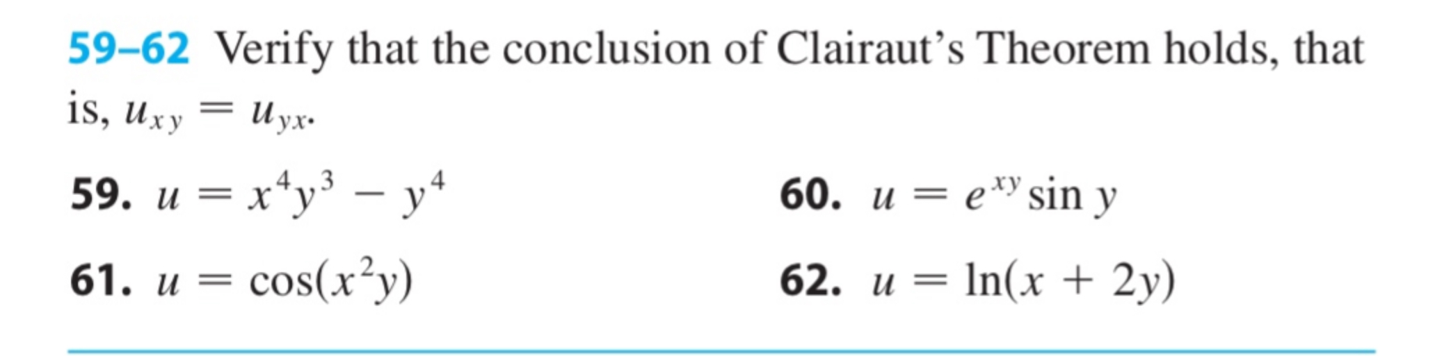 Solved 59-62 ﻿Verify that the conclusion of Clairaut's | Chegg.com